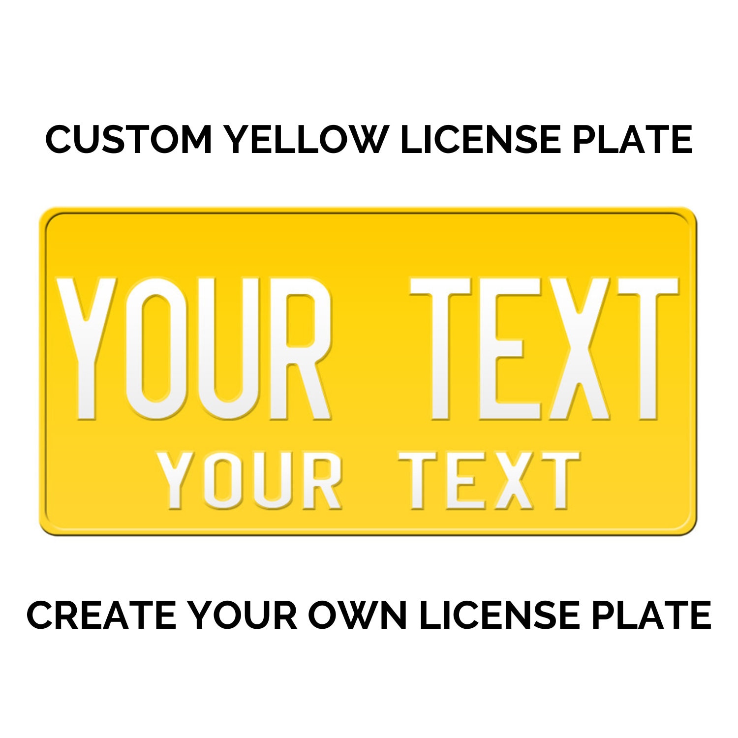 Custom Yellow License Plate With YOUR TEXT in Two Lines Yellow License Plate Yellow Custom License Plate Text Available in 2 Colors Etsy Ireland