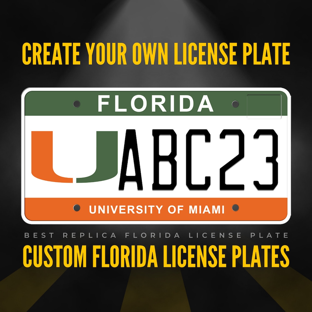 Custom Florida License Plate / Florida University of Miami License ...