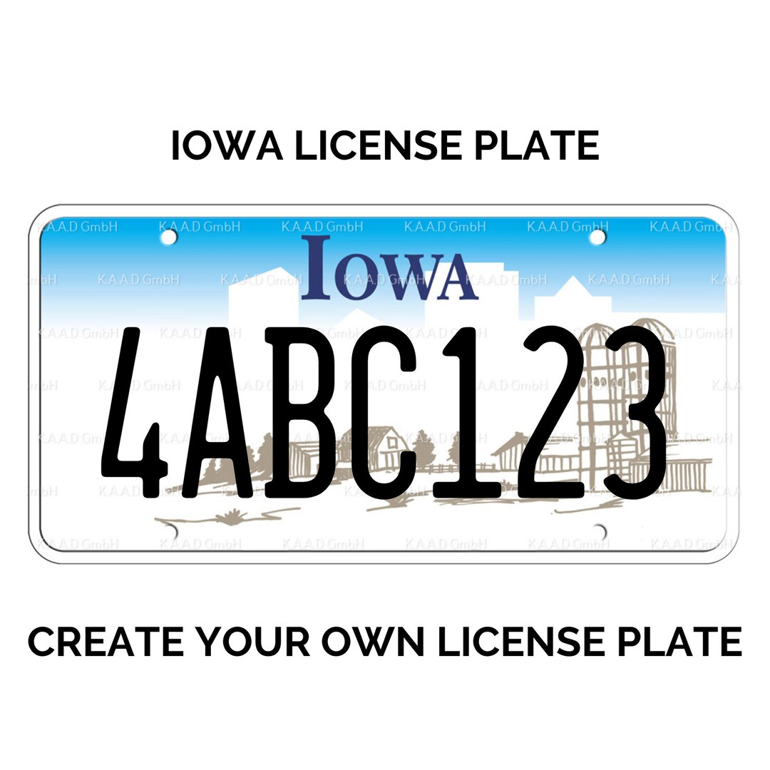 Custom Iowa License Plate / Replica Iowa License Plate / Iowa License ...