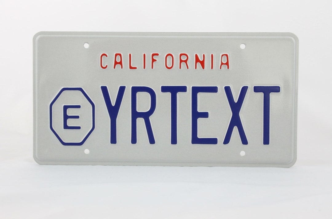California E Octagon Retro Vintage Exempt US USA License Plate Embossed ...