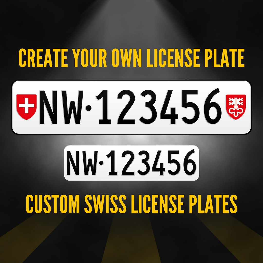Custom Set Swiss License Plates From Canton of Nidwalden With YOUR TEXT ...