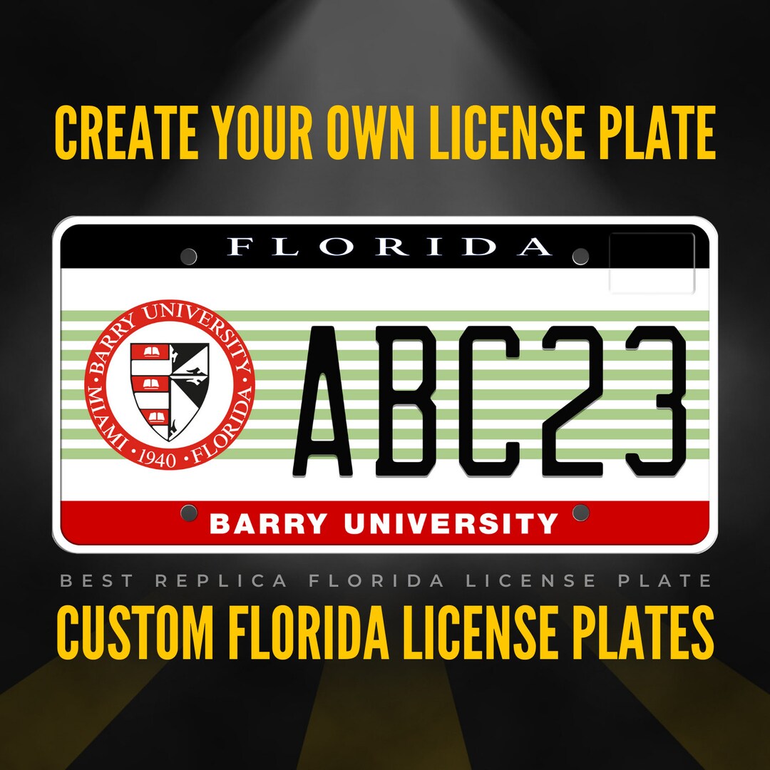 Custom Florida License Plate / Barry University Florida License Plate ...