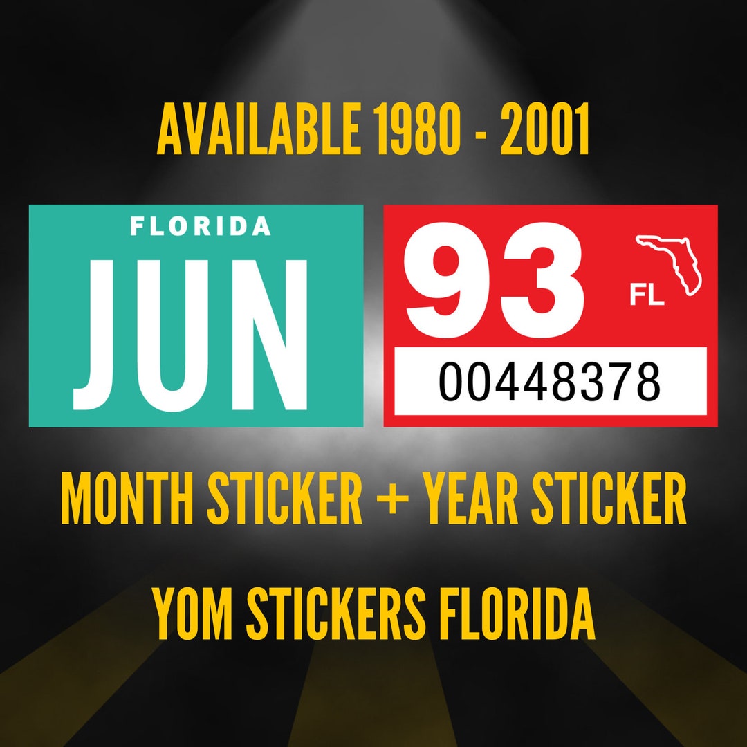 YOM Stickers Florida License Plate / Old YOM Stickers Florida / Florida ...