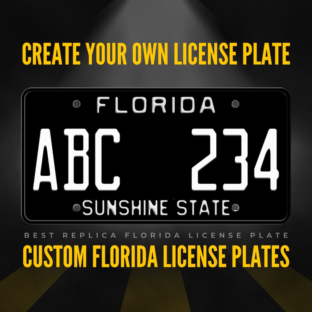 Custom Florida License Plate / Black Florida License Plate / Florida ...
