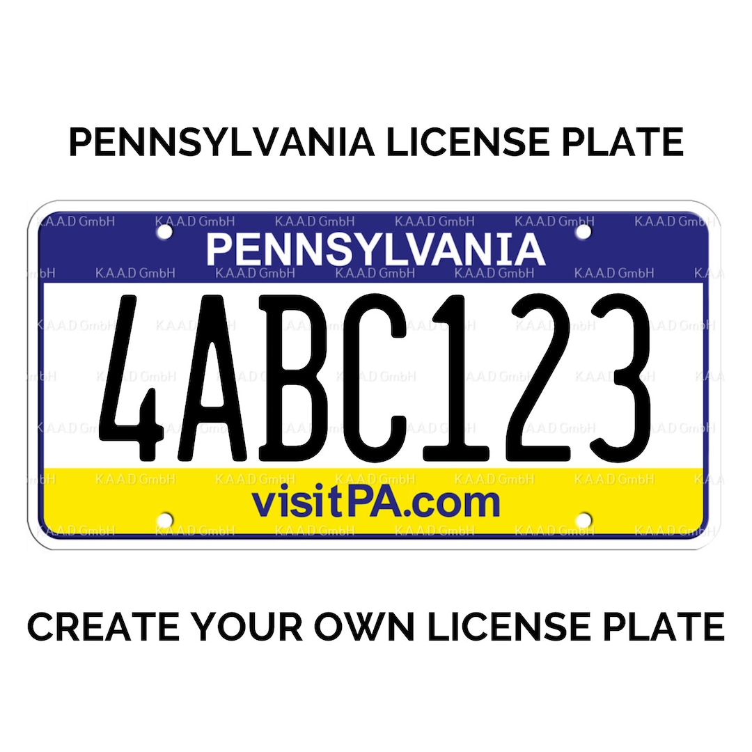 Custom Pennsylvania License Plate / Replica Pennsylvania License Plate ...