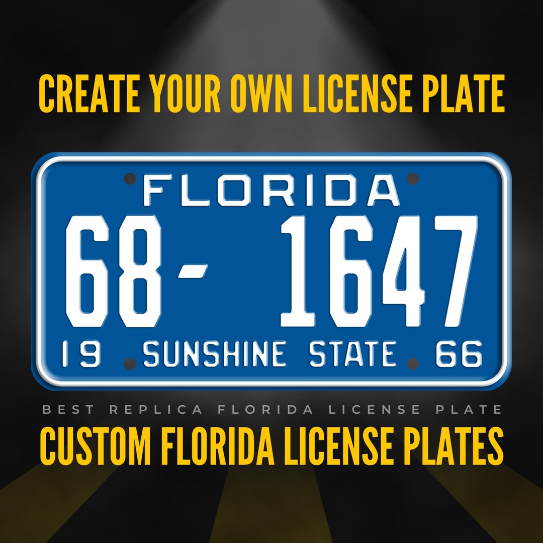 Custom Florida License Plate / 1966 Florida License Plate / Florida ...