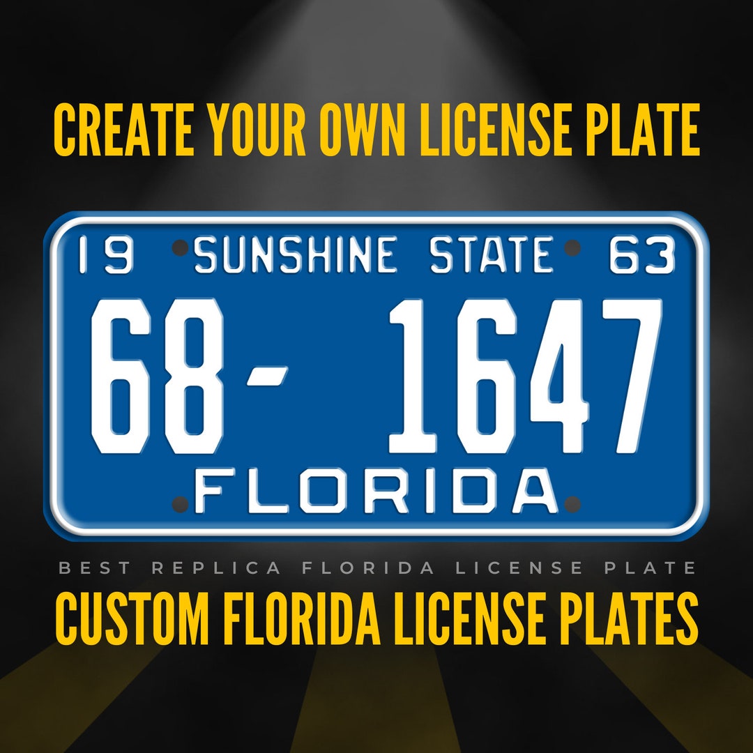 Custom Florida License Plate / 1963 Florida License Plate / Florida ...