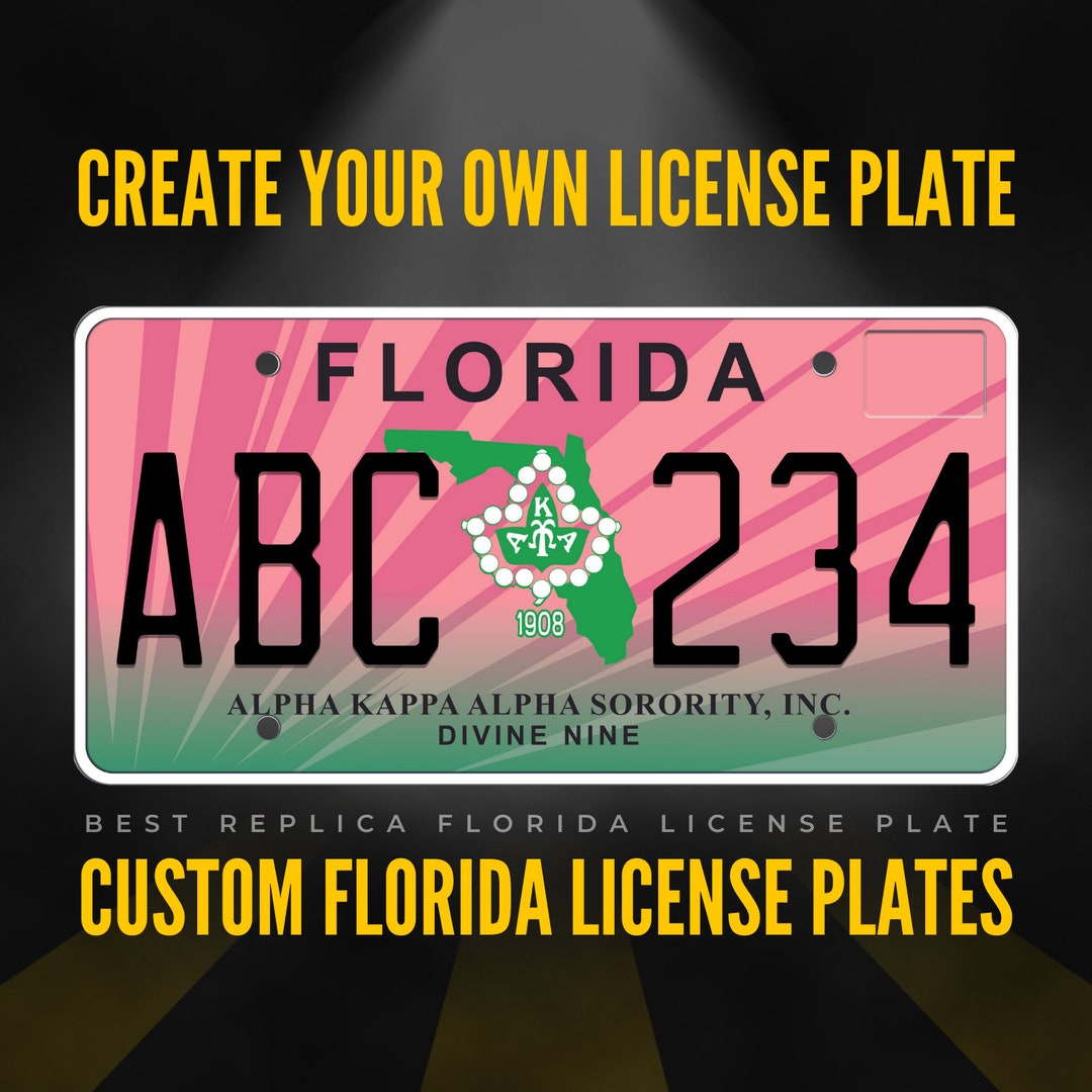 Custom Florida License Plate / Alpha Kappa Alpha Florida License Plate ...