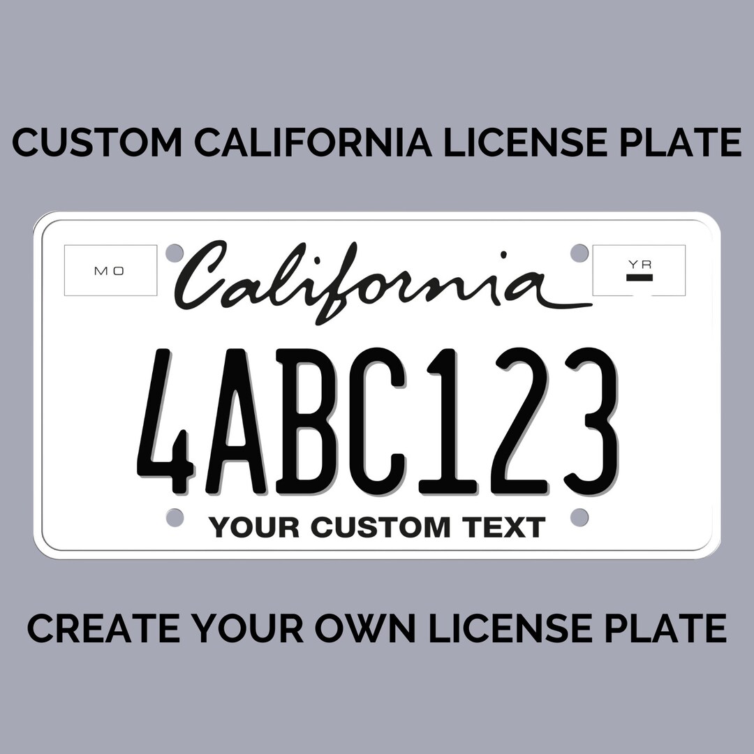 Custom White California License Plate / Personalized California License ...