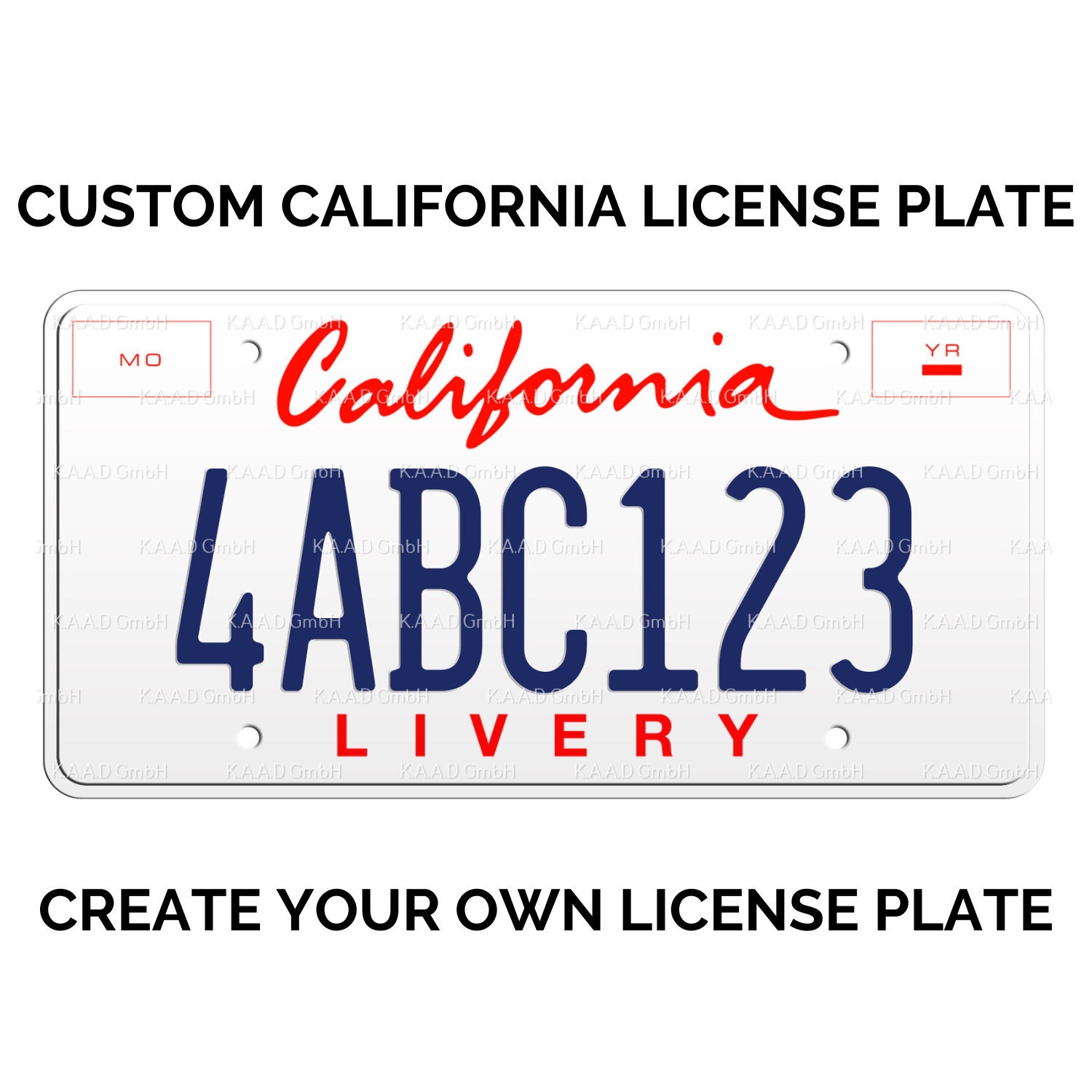 Custom California License Plate / Replica California License Plate ...