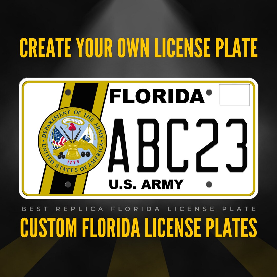 Custom Florida License Plate / Florida U.S. Army License Plate With ...