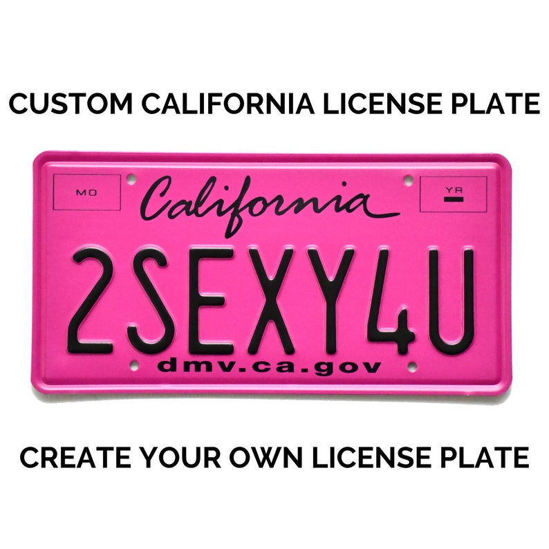 Pink Custom California License Plate / Replica California - Etsy