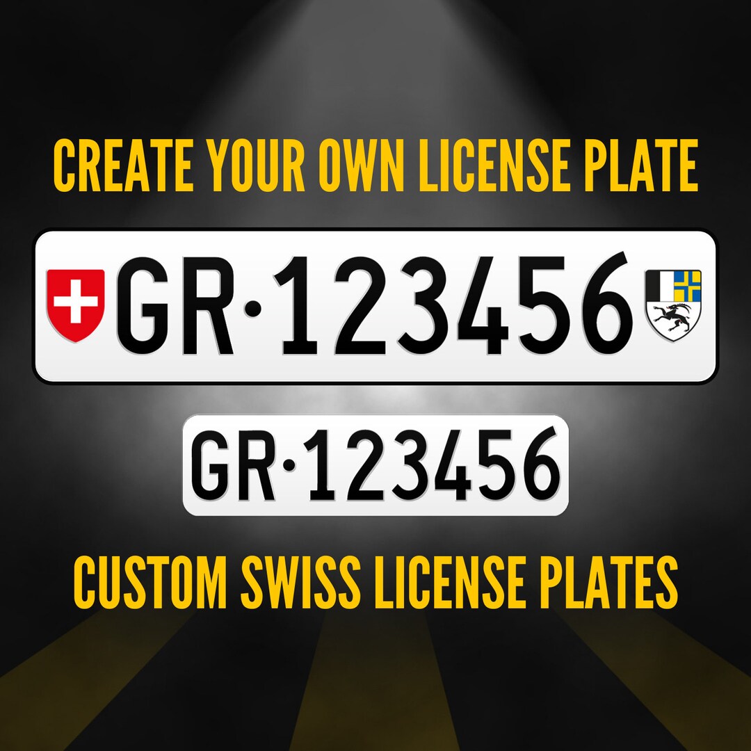 Custom Set Swiss License Plates From Canton of Grisons With YOUR TEXT ...