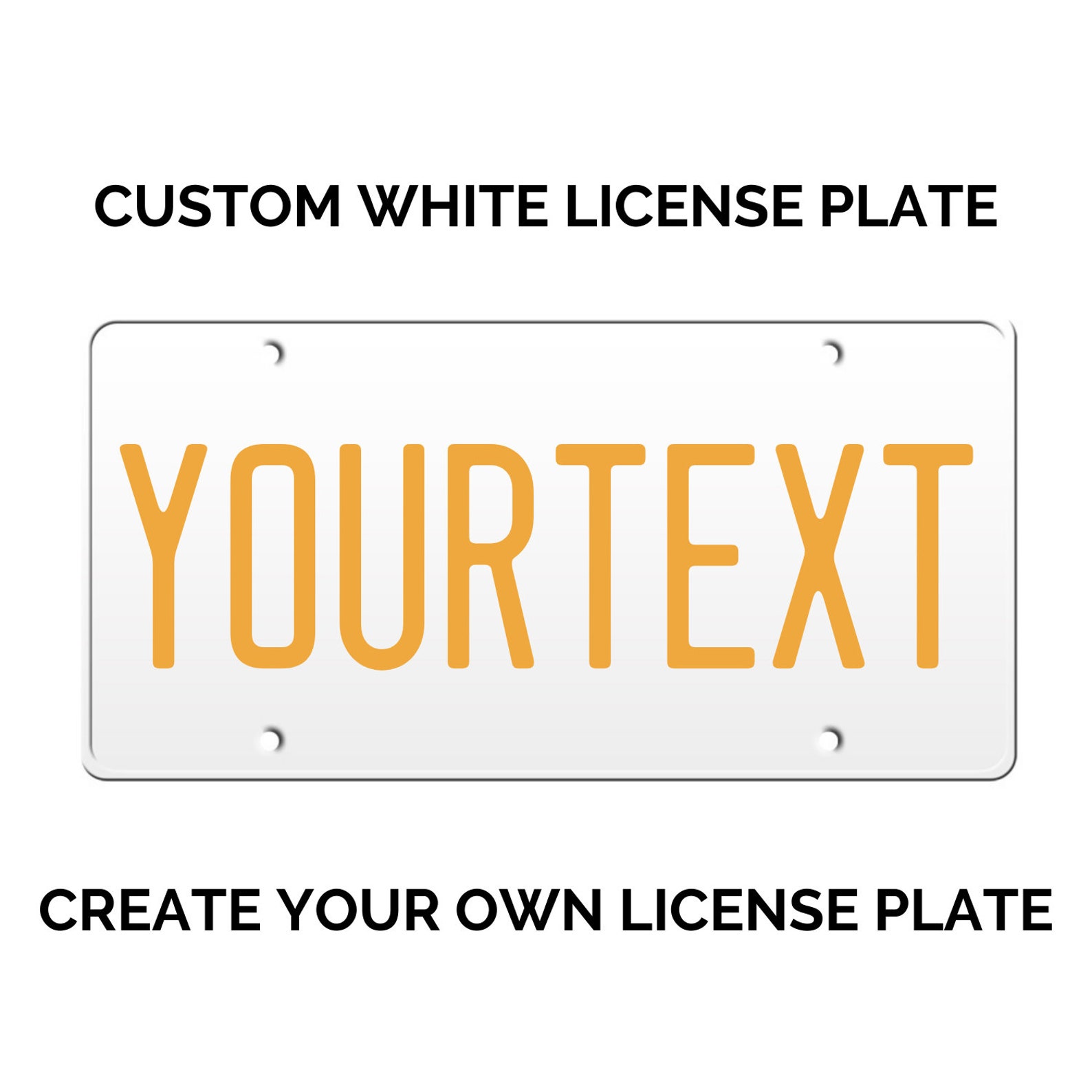 Custom White License Plate 5 Colors Text Available / Custom - Etsy