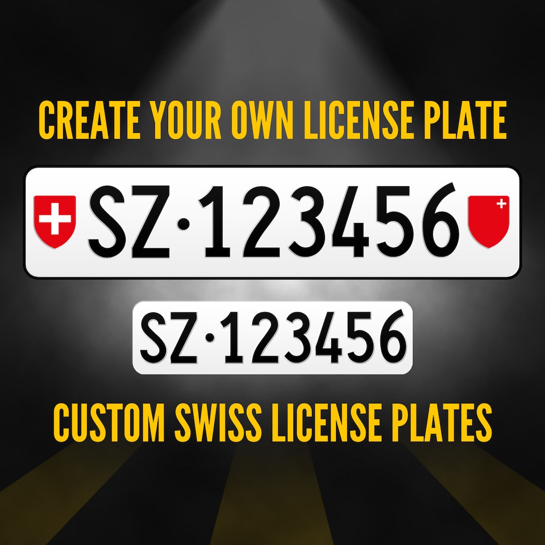 Custom Set Swiss License Plates From Canton of Schwyz With YOUR TEXT ...
