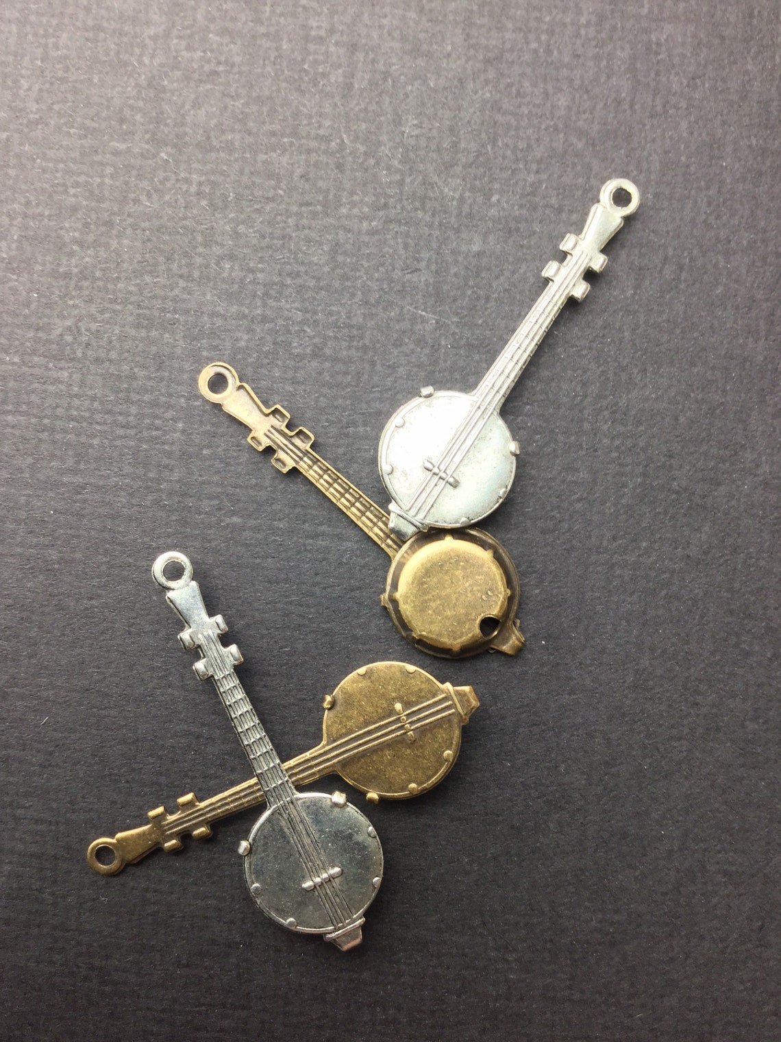 55553 - 2 Pc Small Banjo Charm Jewelry Finding Brass Ox - Etsy