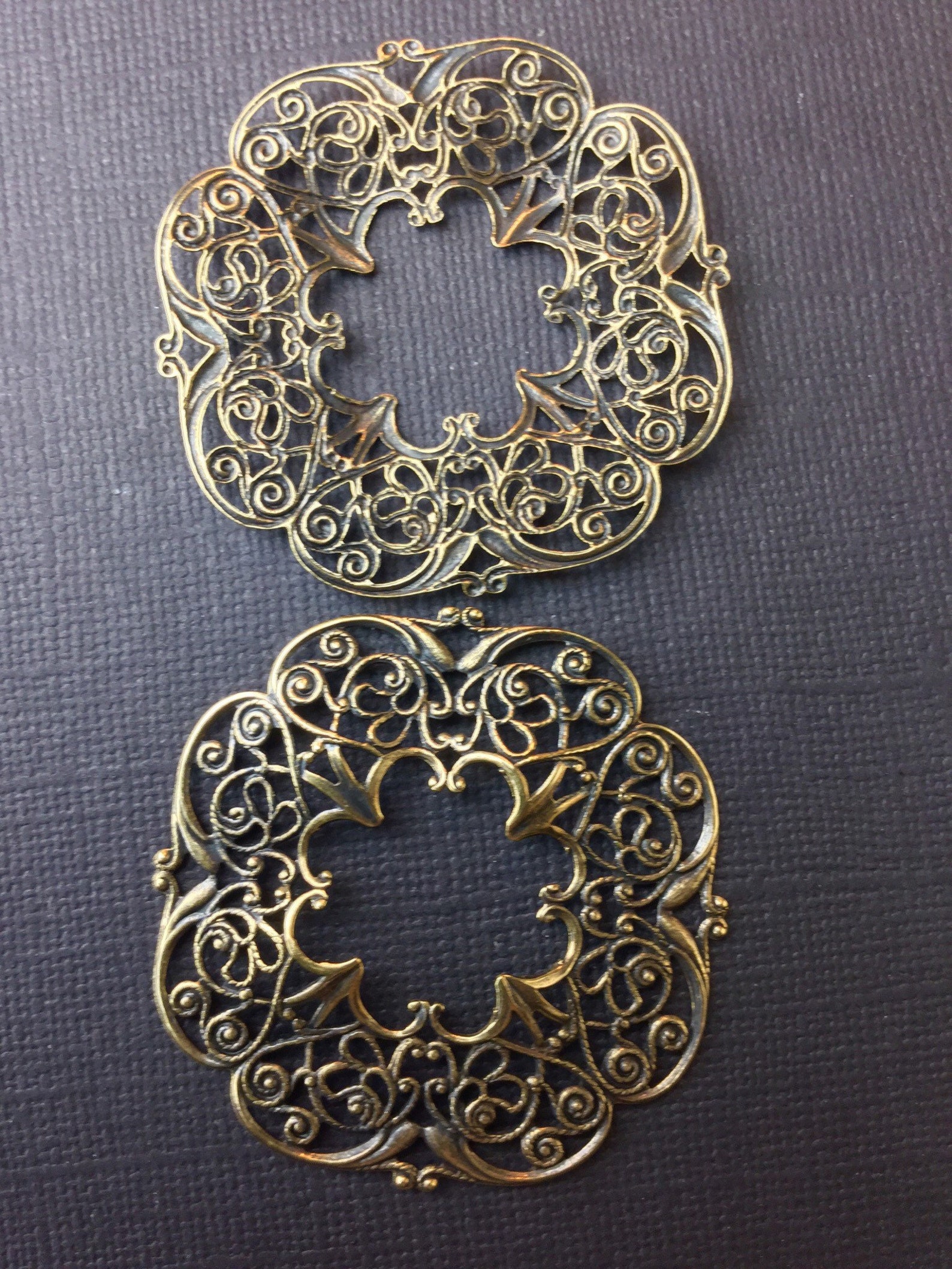 24813 Victorian Round Filigree Jewelry Finding Brass Ox | Etsy