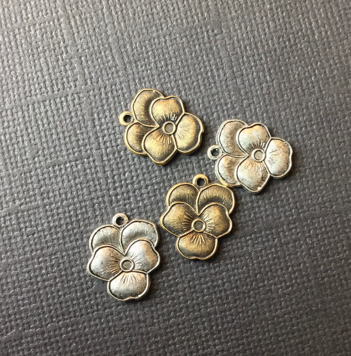30754 - 3 Pc Victorian Pansy Charm Jewelry Finding Silver Ox - Etsy