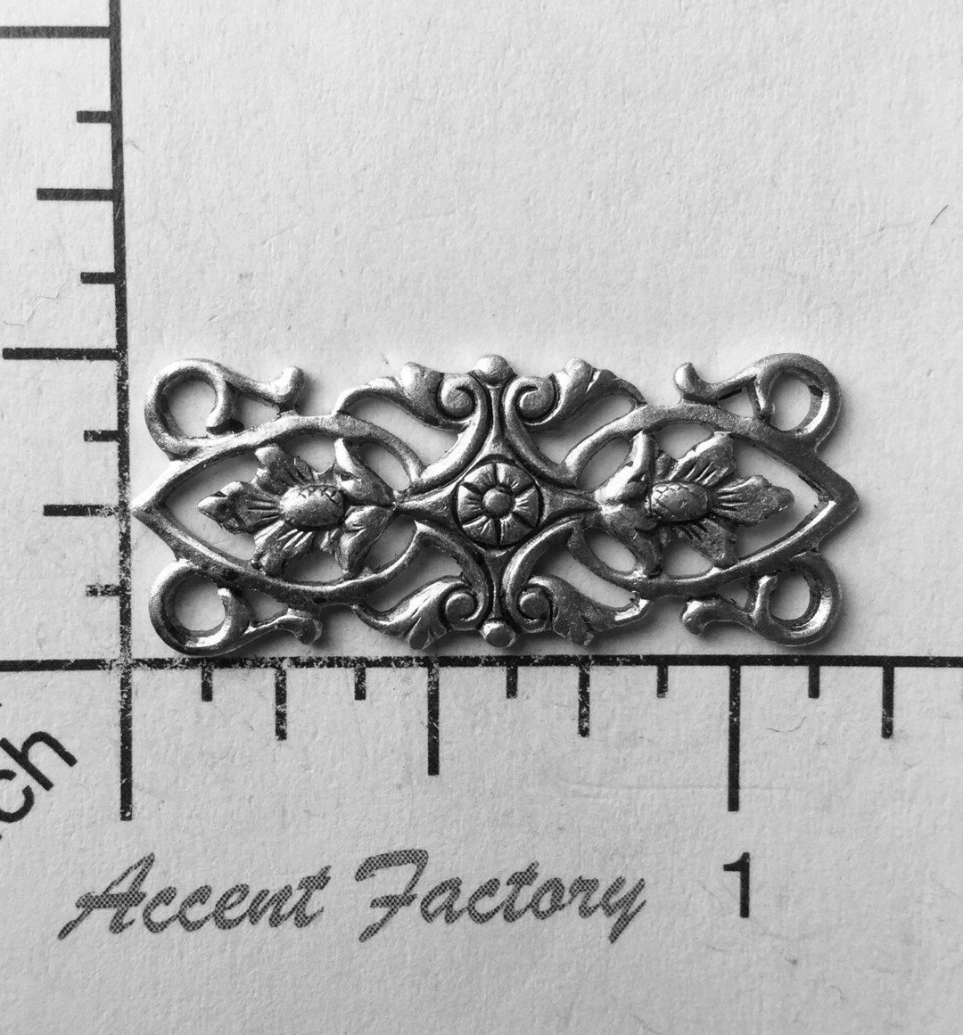22724 - 2 Pc Ornate Bar Shaped Filigree Conector Matte Silver Ox - Etsy