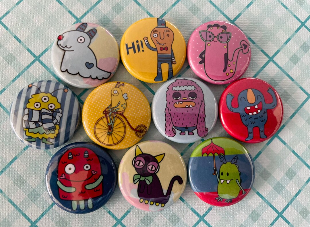 Set of 10 1 Metal Pin Back Monster Cartoon Images Funny Party Favor ...