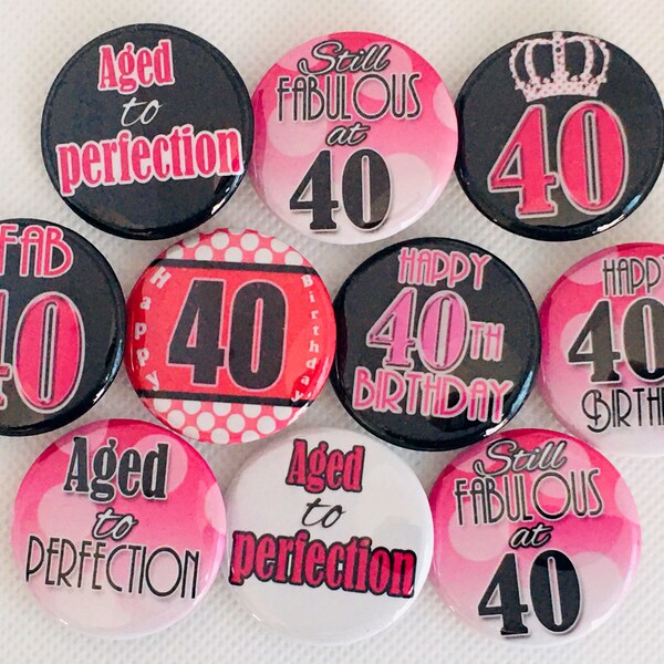 40th Birthday Button Badge - Etsy