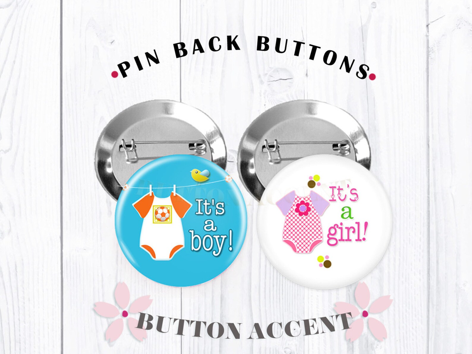 Gender Reveal Button Set Onesie Theme 10 1.25 Team Pink - Etsy