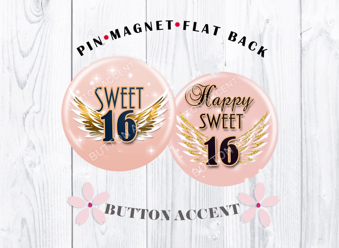 Sweet 16 button pin 2.25 16th Birthday Metal Pin back - Etsy.de
