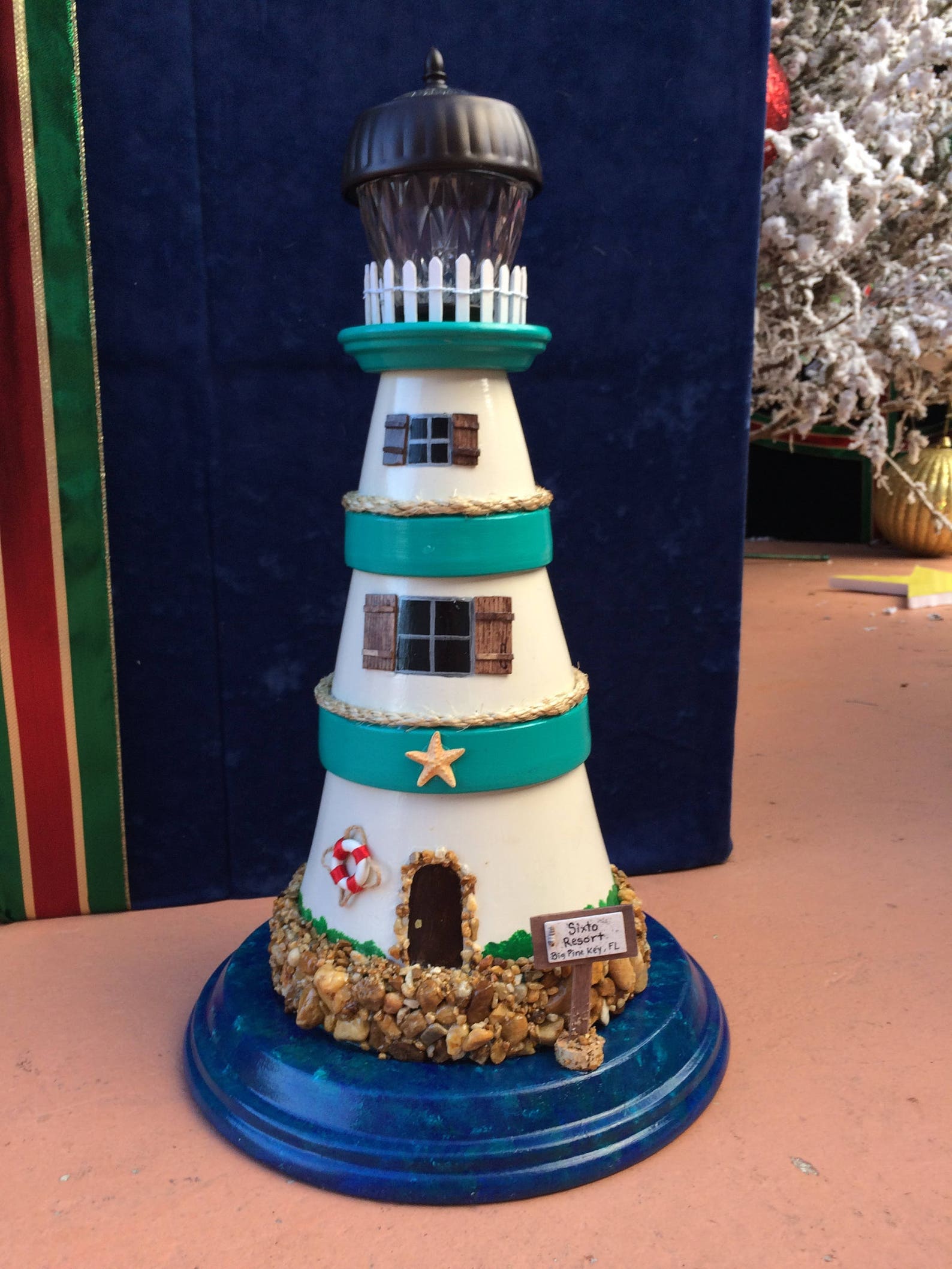 Solar Light-clay Pot Lighthouse-yard Art-made to Order-nautical Theme ...