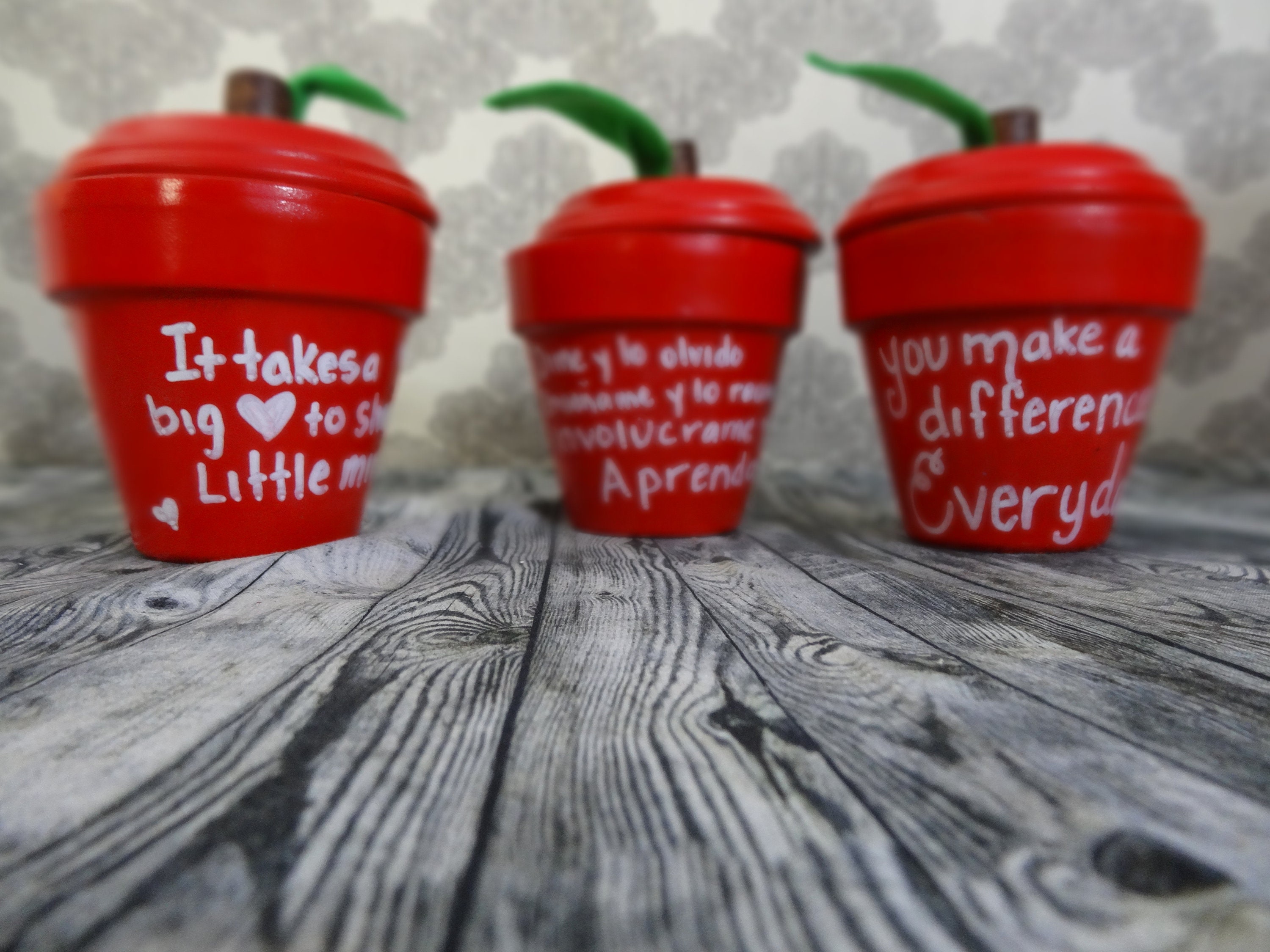 Candy Apple Jar; Clay Pot Candy Jar; Teacher Gift; Candy Jar, Apple ...