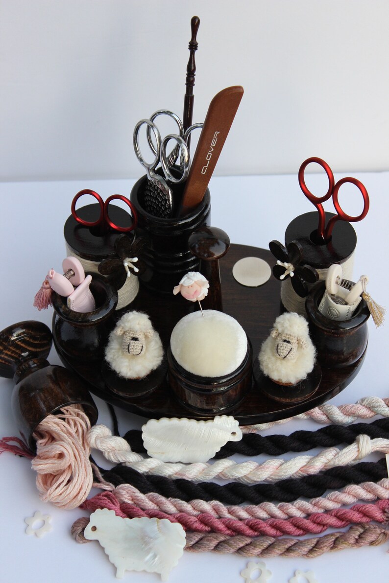 Just Wood Sheep Organizer Caddy Needle Minder Pin Cushion Scissors ...