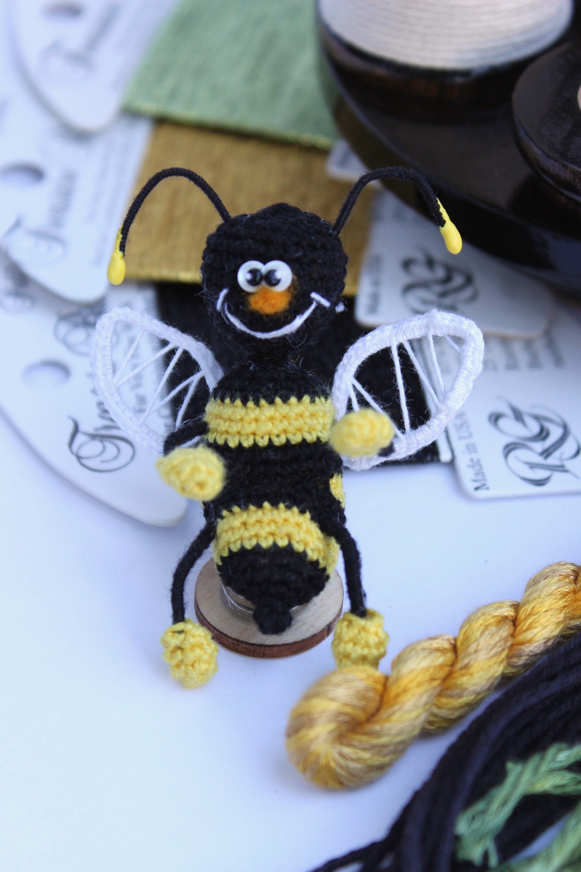 Wood Bee Organizer Caddy Needle Minder Pin Cushion Scissors | Etsy