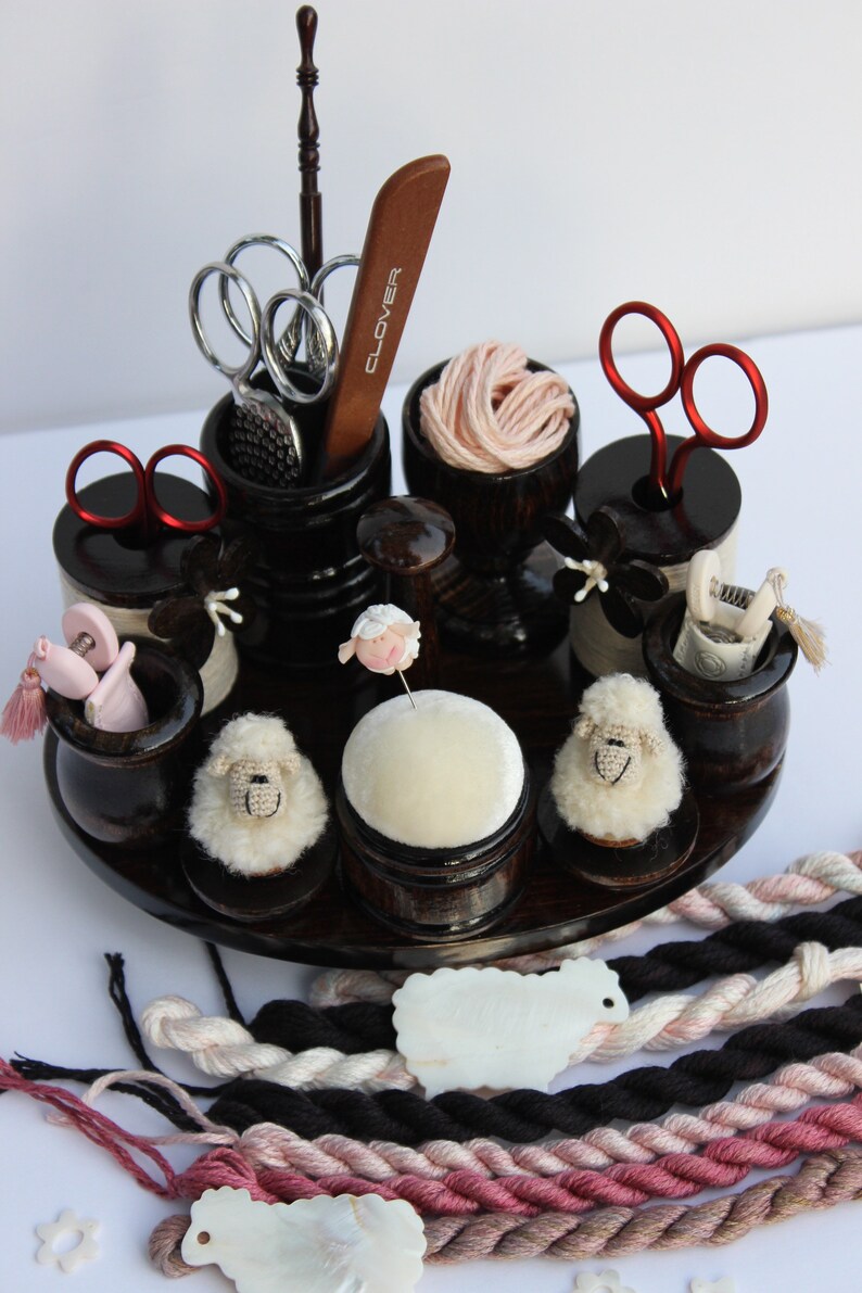 Just Wood Sheep Organizer Caddy Needle Minder Pin Cushion Scissors ...