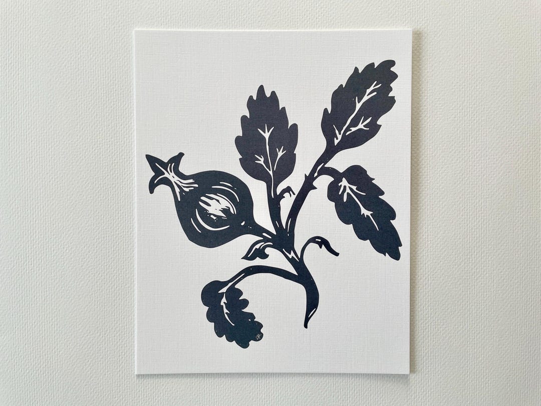 Pomegranate Botanical Flat Note Card With Envelope, Original Hand Drawn ...