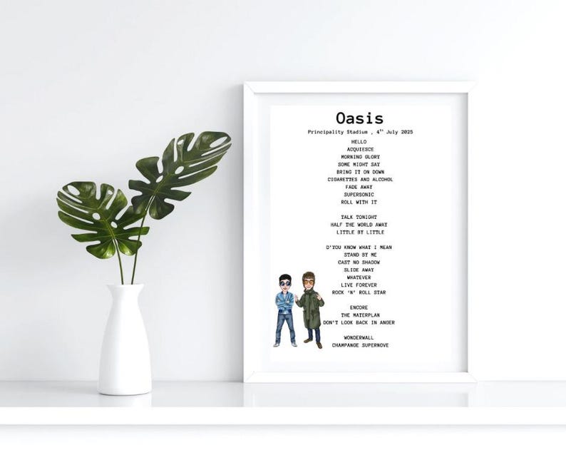 Oasis Setlist Concert Print: Personalised Tour Keepsake - Etsy UK