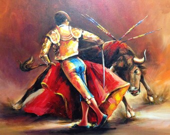 Bullfighter painting | Etsy