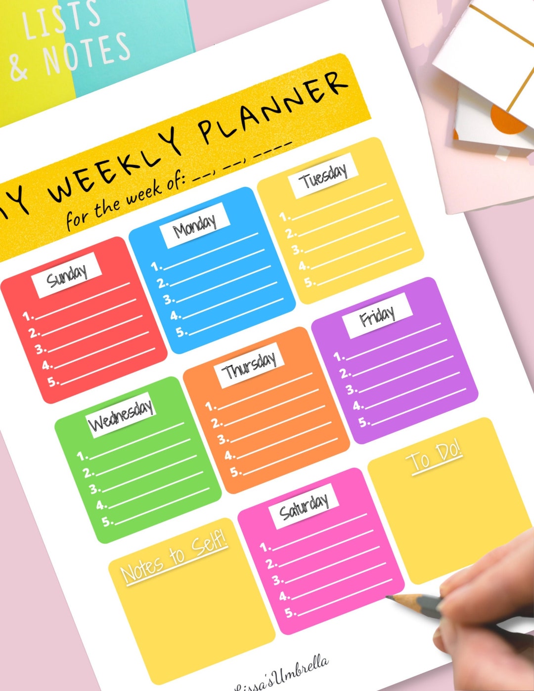 Printable Weekly Planner Simple Weekly Planner With Sticker - Etsy
