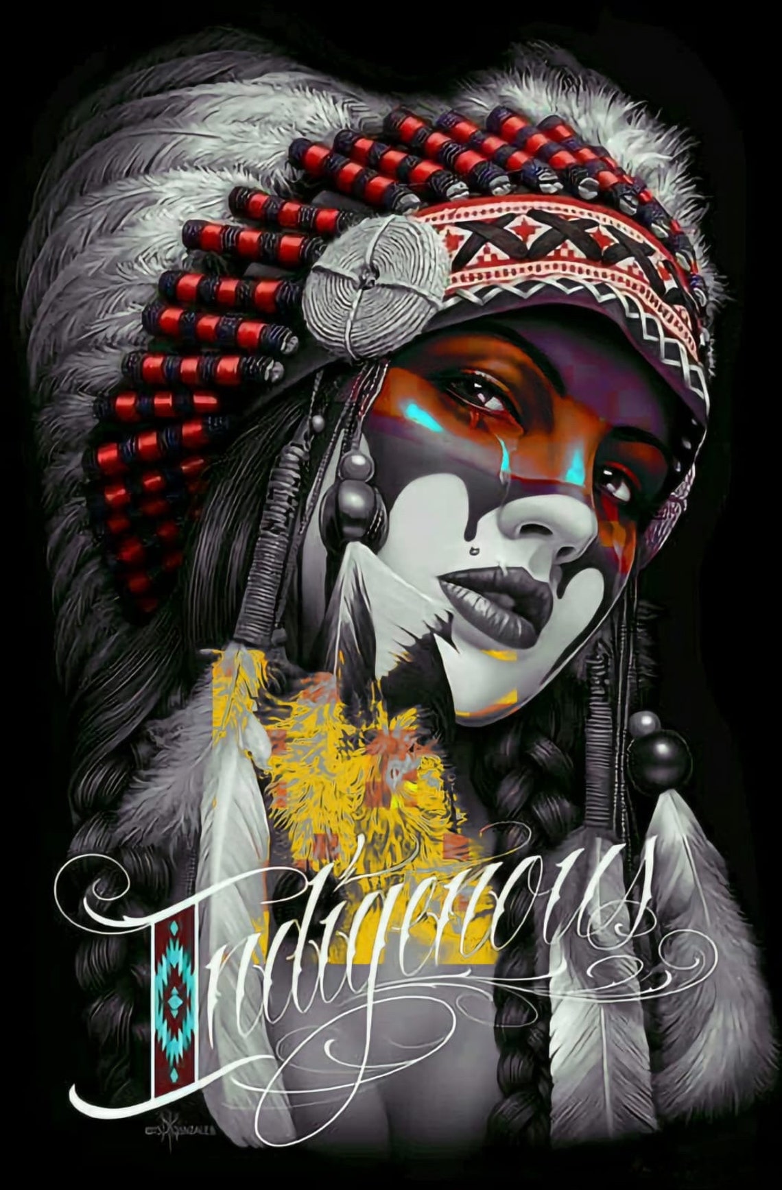 Indigenous Native American Girl Art Poster - Etsy