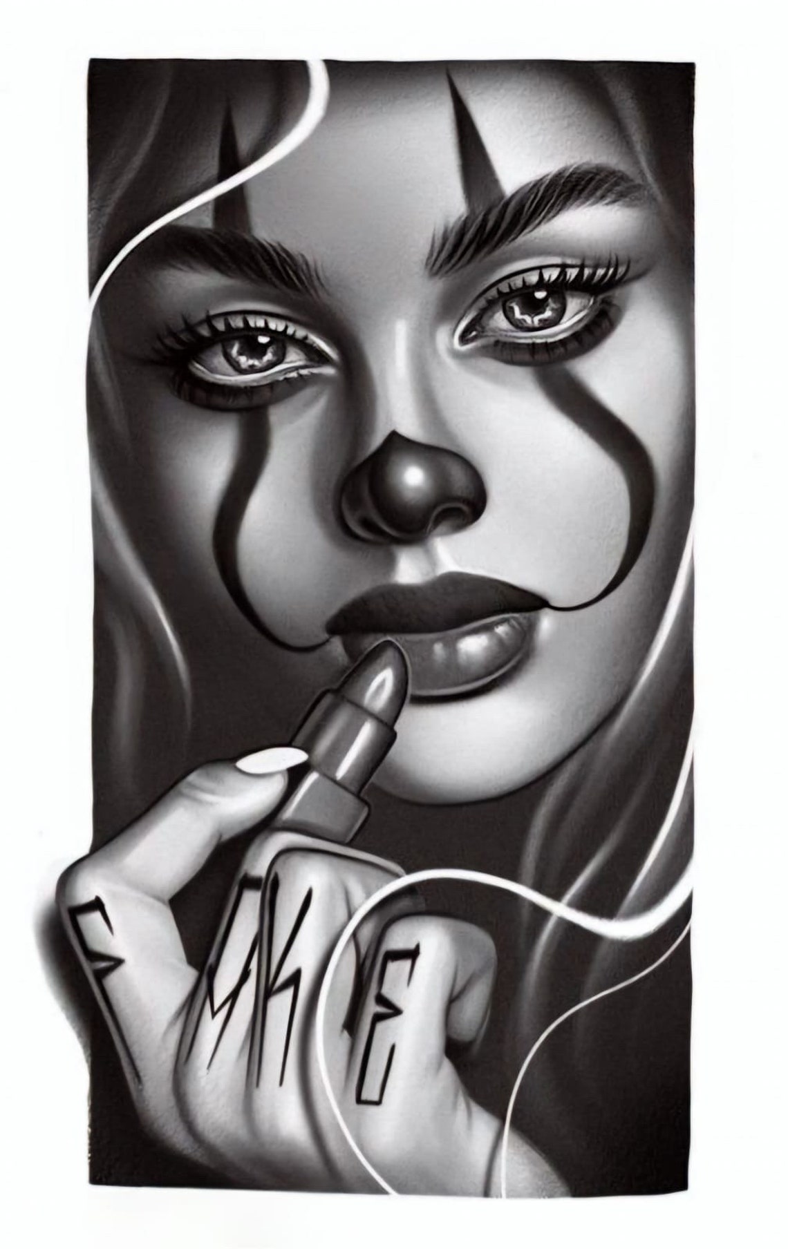 Chicano Clown Girl Lipstick Art Poster - Etsy