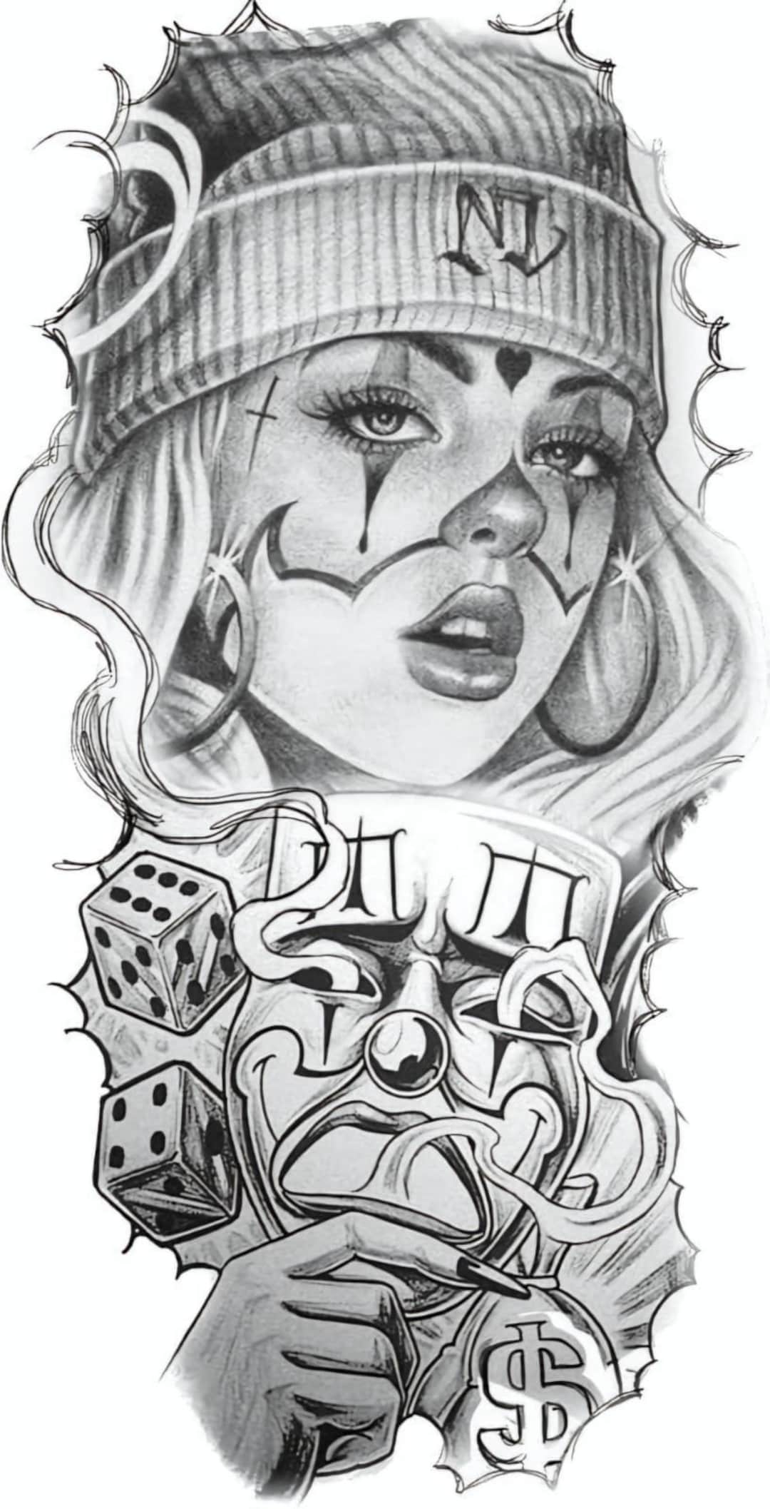 Street Chicano Clown Girl Art Poster - Etsy