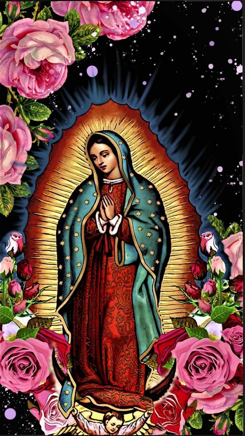 Virgin Mary With Roses Art Poster - Etsy