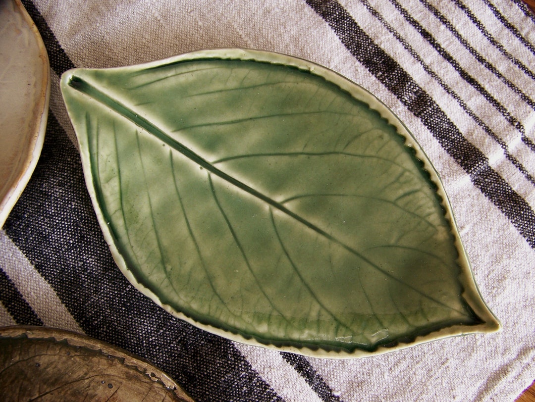 Handmade Pottery Leaf Trinket Dish Pottery Teabag Holder Nature Themed ...