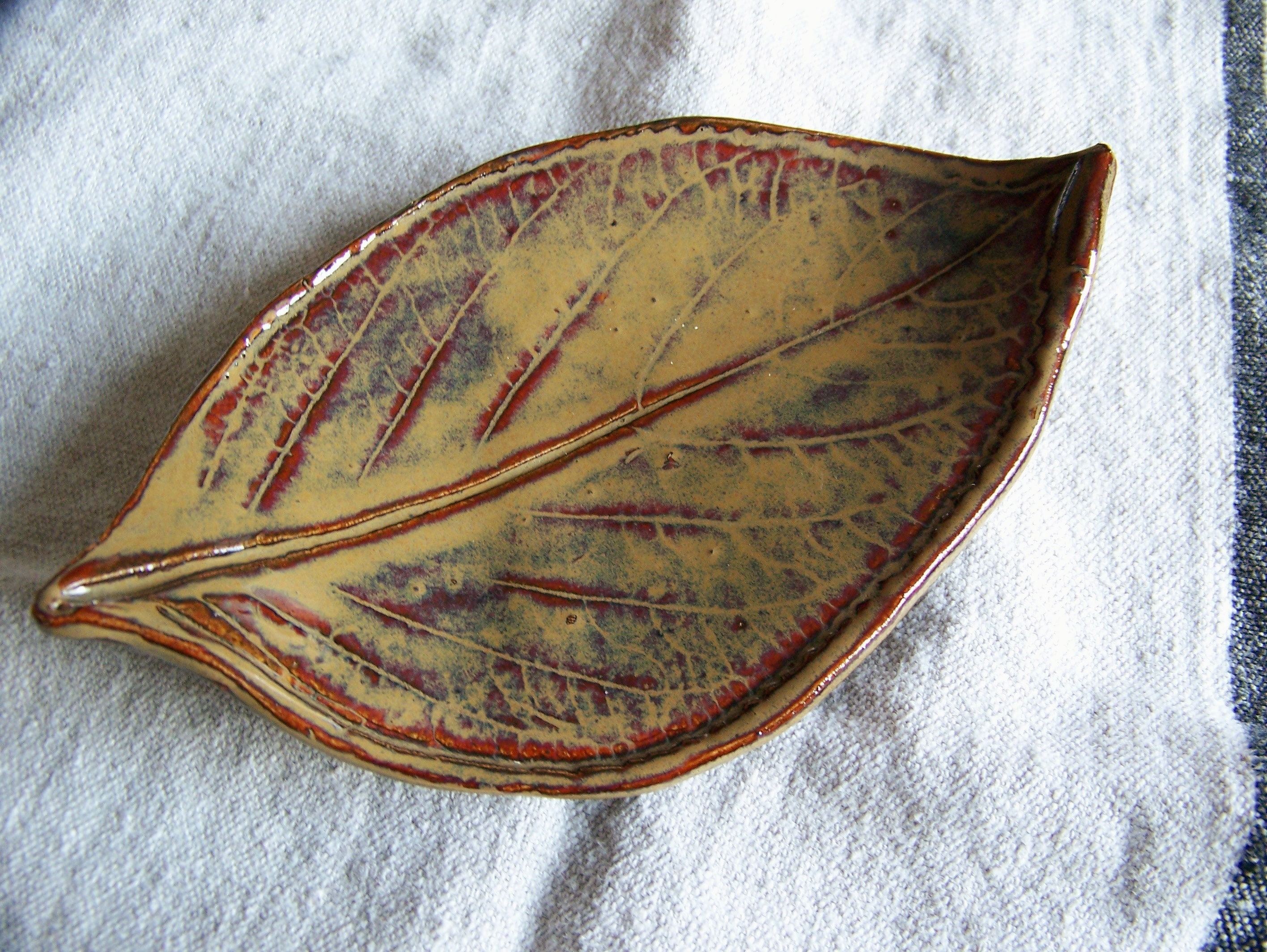 Handmade Pottery Leaf Trinket Dish Pottery Teabag Holder Nature Themed ...