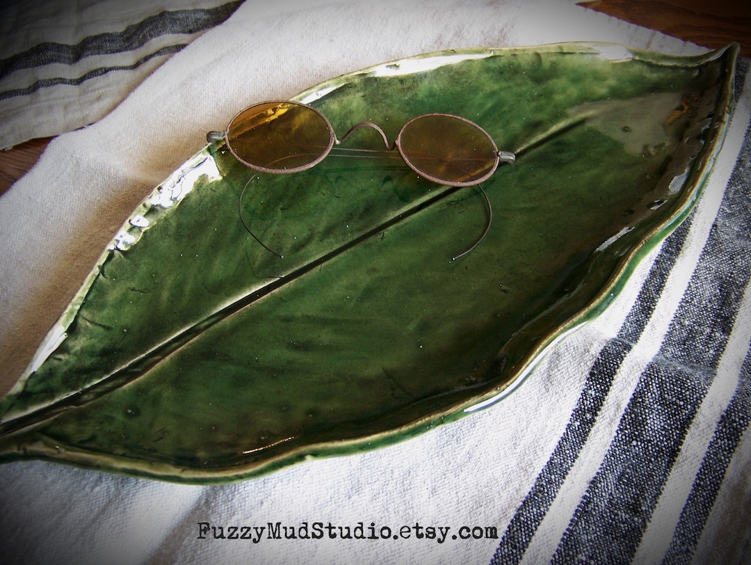 Handmade Pottery Leaf Serving Dish Pottery Leaf Dish Pottery Relish Tray Nature Themed Pottery ...