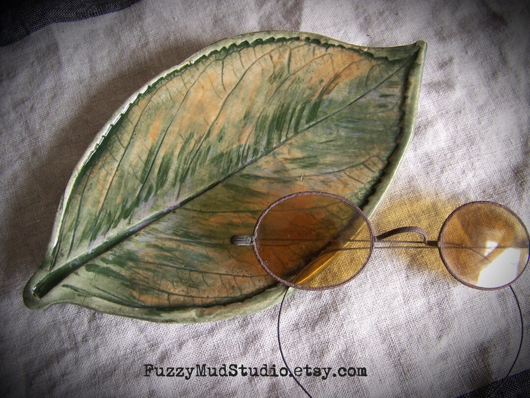 Handmade Pottery Leaf Trinket Dish Pottery Teabag Holder Nature Themed ...