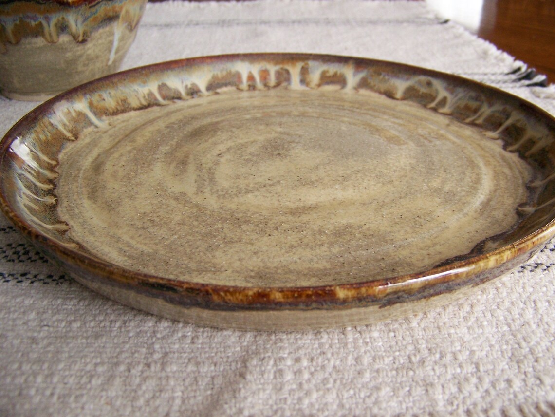 Handmade Pottery Dip and Plate Set Pottery Serving Set Earth - Etsy