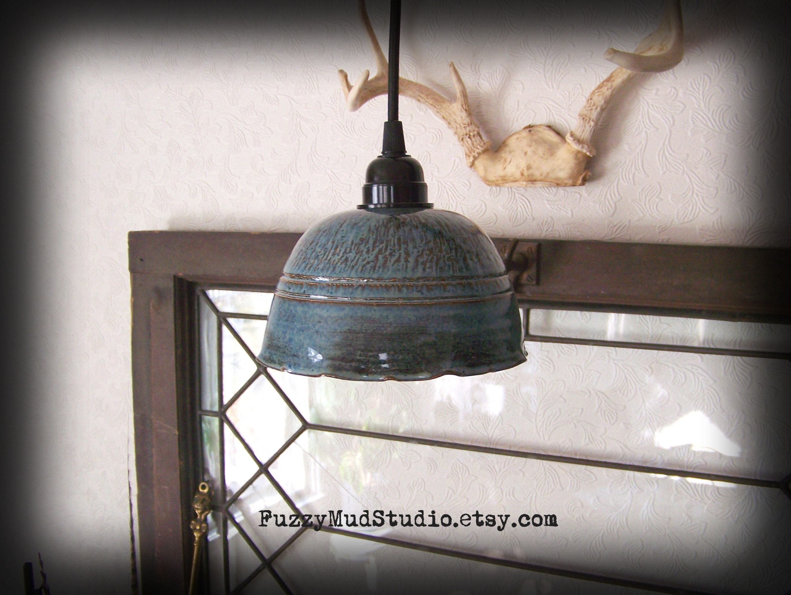 Handmade Pottery Pendant Light Set Vintage Style Handmade Hanging Light ...