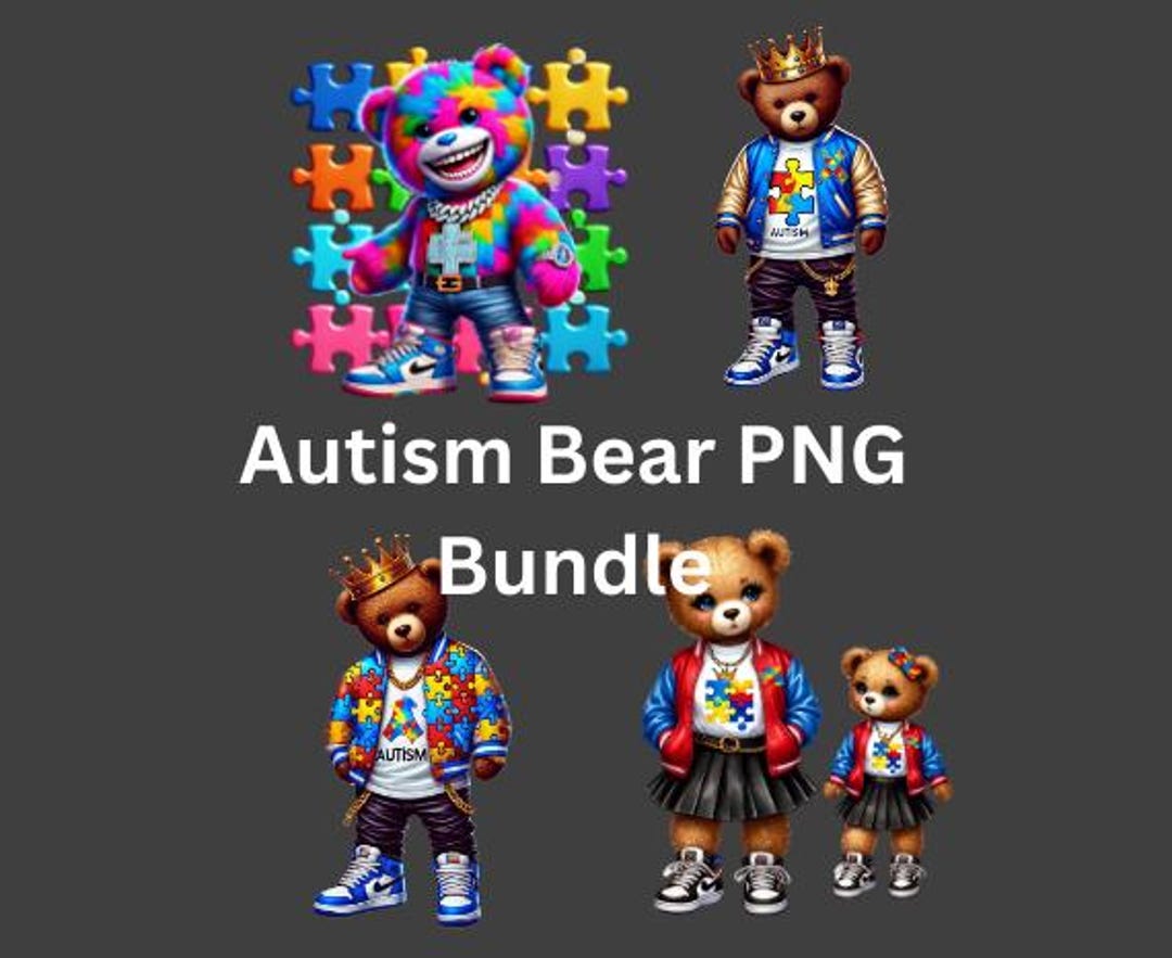 Autism Awareness Bear PNG Clipart Bundle (digital Download) - Etsy