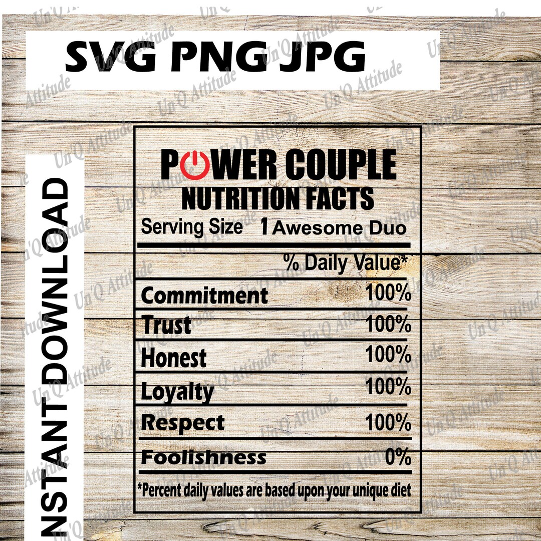 Power Couple Nutrition Facts SVG, Husband Wife Anniversary - Etsy