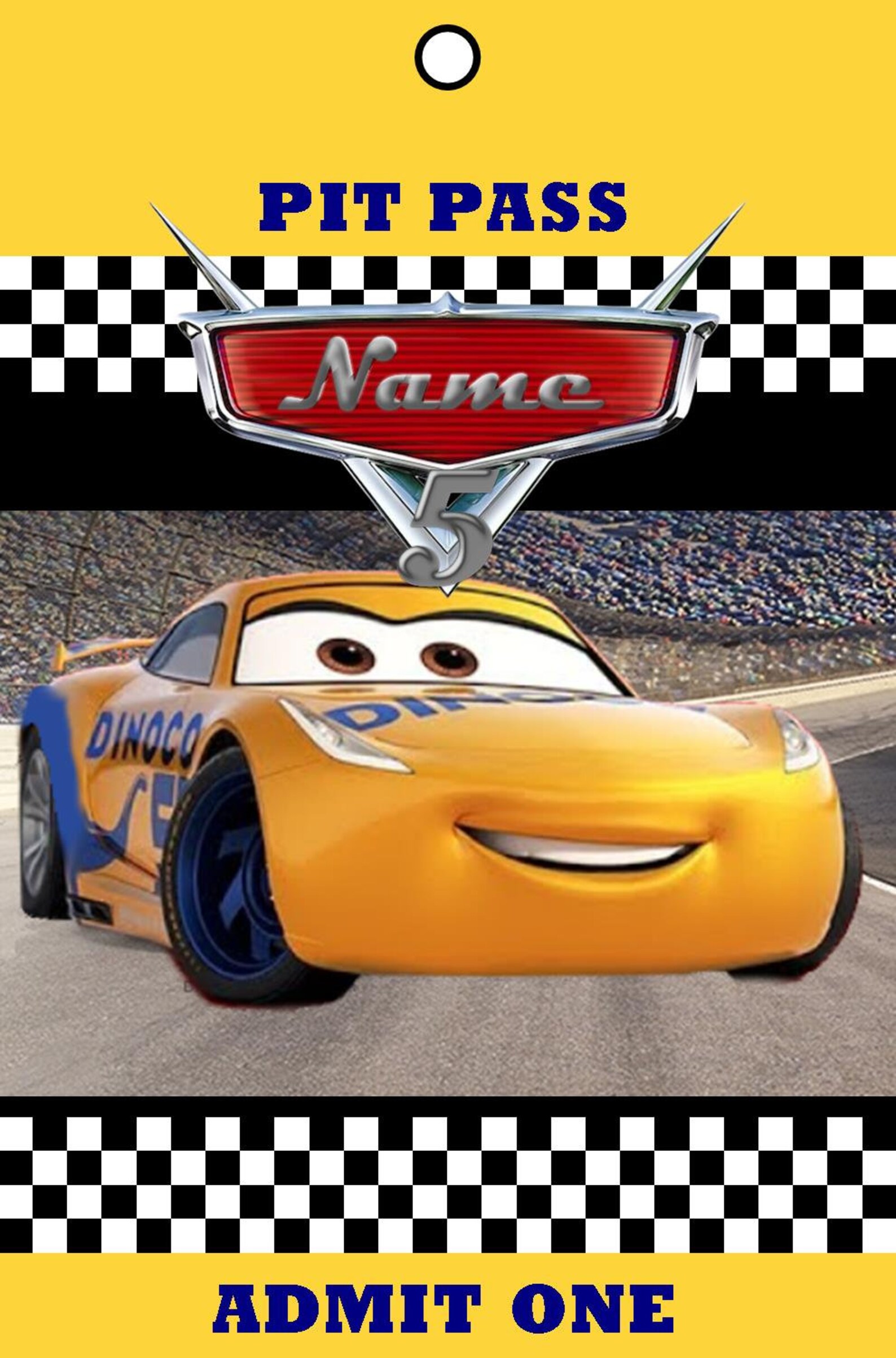 Cars Pit Pass Birthday Invitation - Etsy