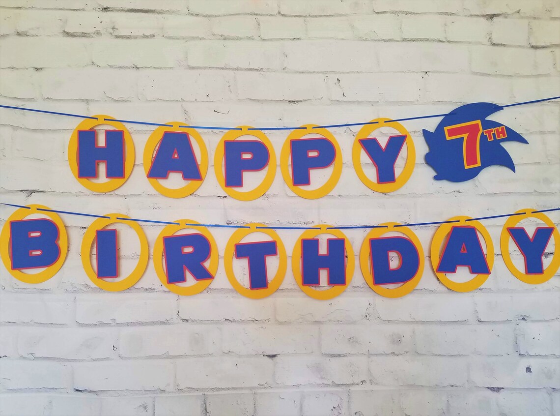 Sonic Golden Rings happy Birthday Banner | Etsy